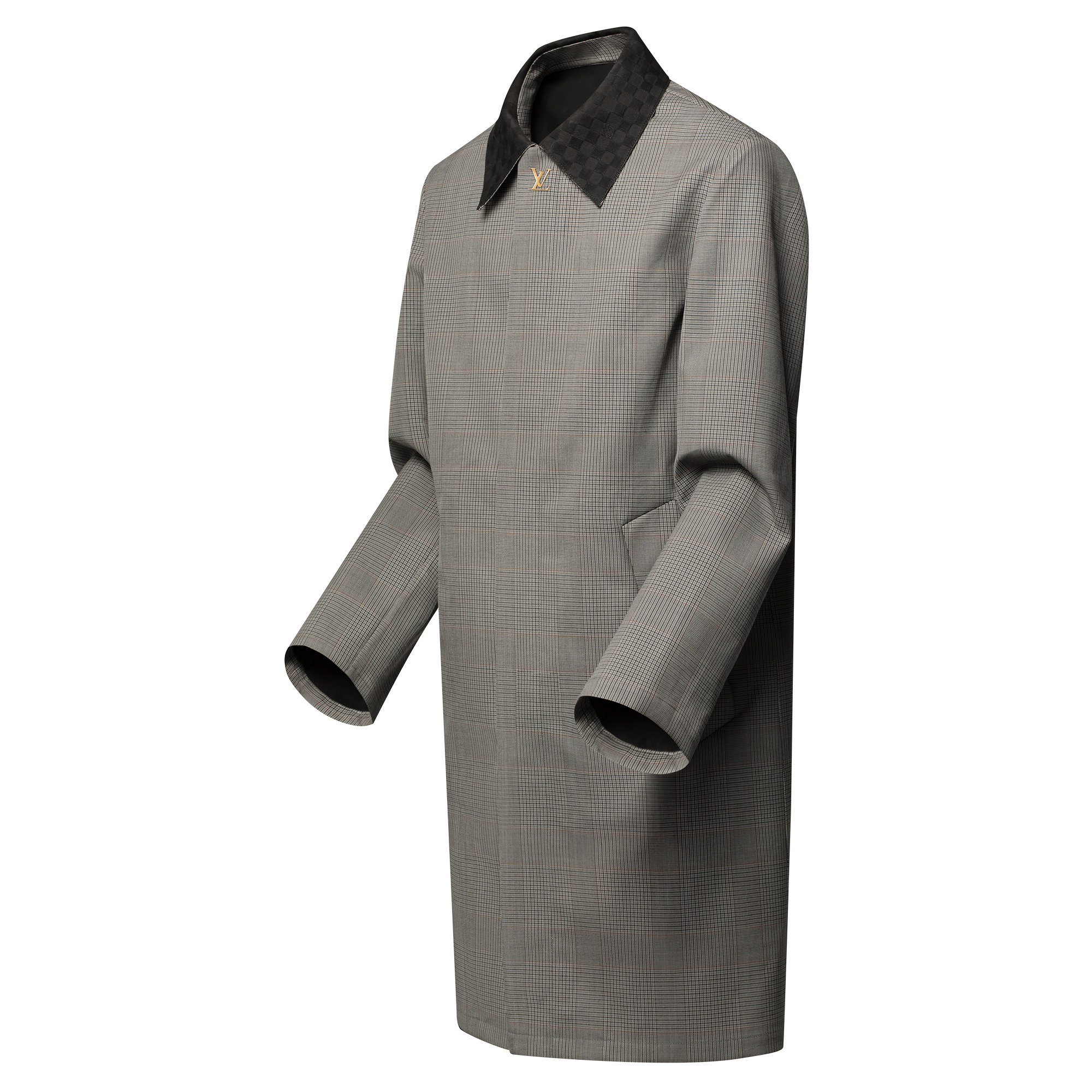 Capa de Chuva com Colarinho em Suede Damier - Ready-to-Wear | LOUIS VUITTON